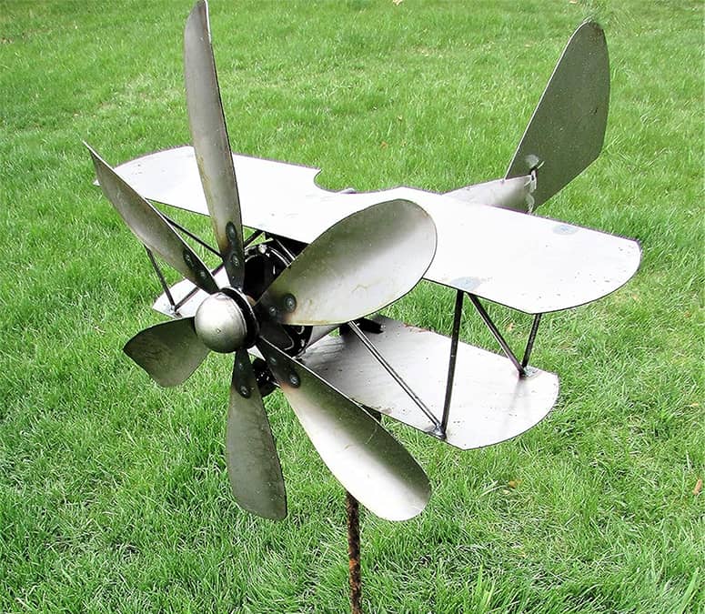 Metal Bi-Plane Wind Spinner | The Green Head
