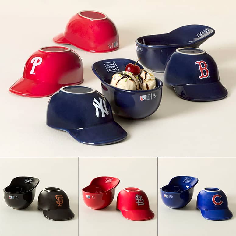 Mini Ceramic MLB Baseball Helmet Ice Cream Sundae Bowls | The Green Head