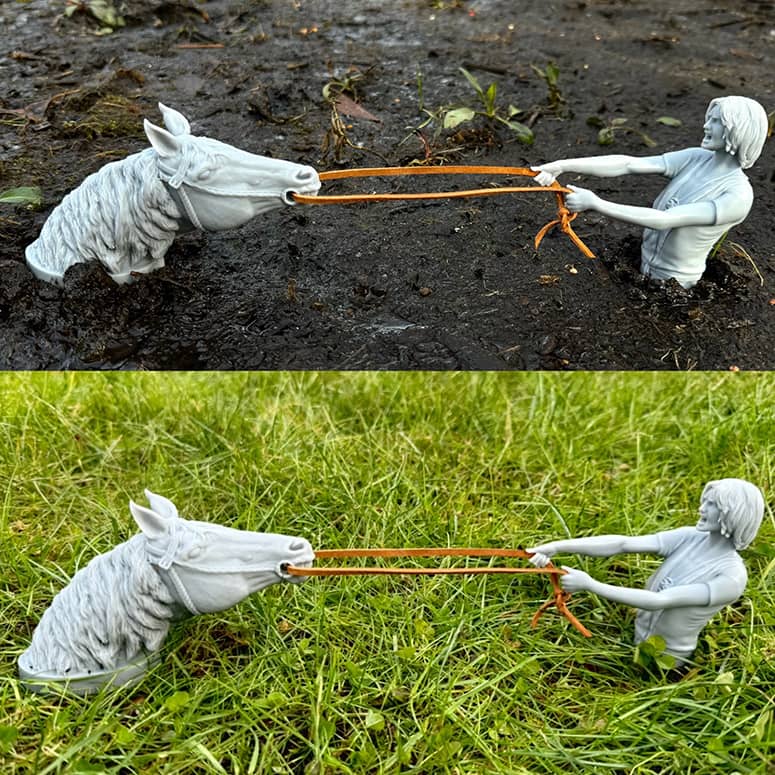 The Neverending Story Atreyu and Artax Swamps of Sadness Lawn Ornament | The Green Head