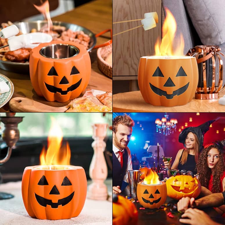 Pumpkin Jack-O'-Lantern Smokeless Indoor Tabletop Fire Pit | The Green Head