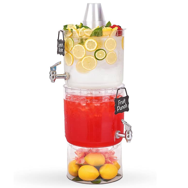 Stackable Double Drink Dispenser Tower With Party Top Lid | The Green Head
